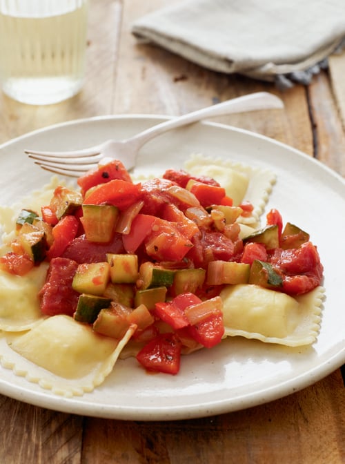 Meatless Friday: Cheese Ravioli with Summer Garden Vegetables