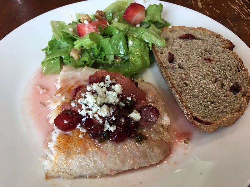 Meatless Friday: Silver Corvina with Cranberry Rhubarb Sauce